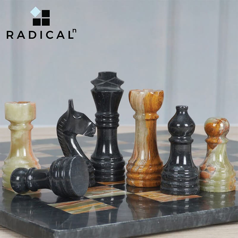 Natural Black and Multi-Green Marble Chess Set – RADICALn